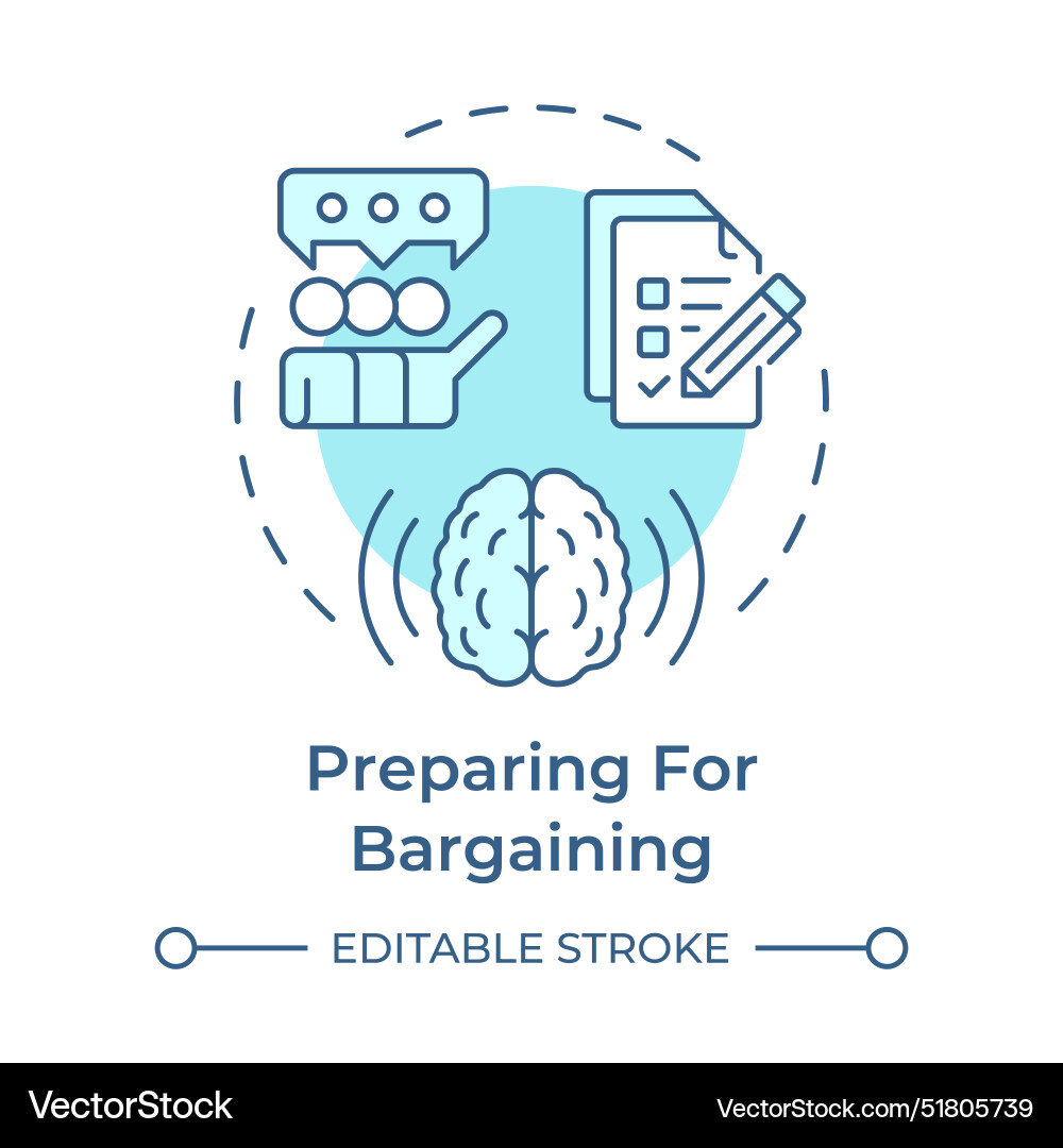 Preparing for bargaining soft blue concept icon Vector Image