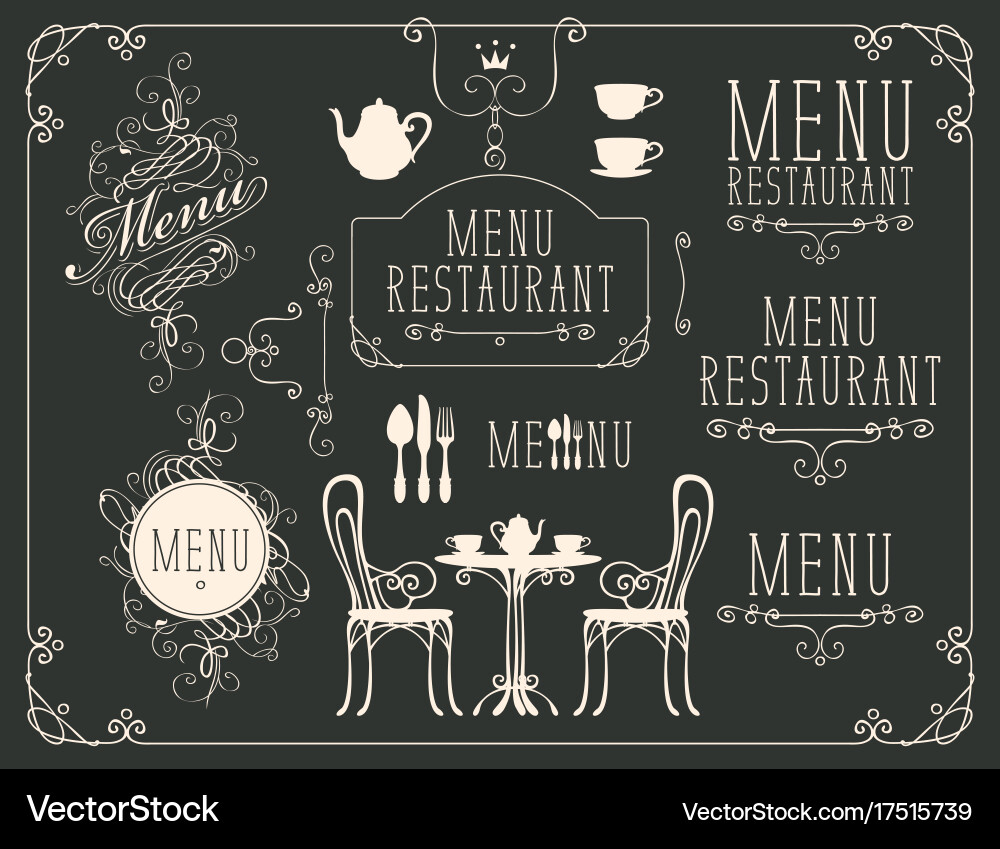 Set of drawings on the theme restaurant menu Vector Image
