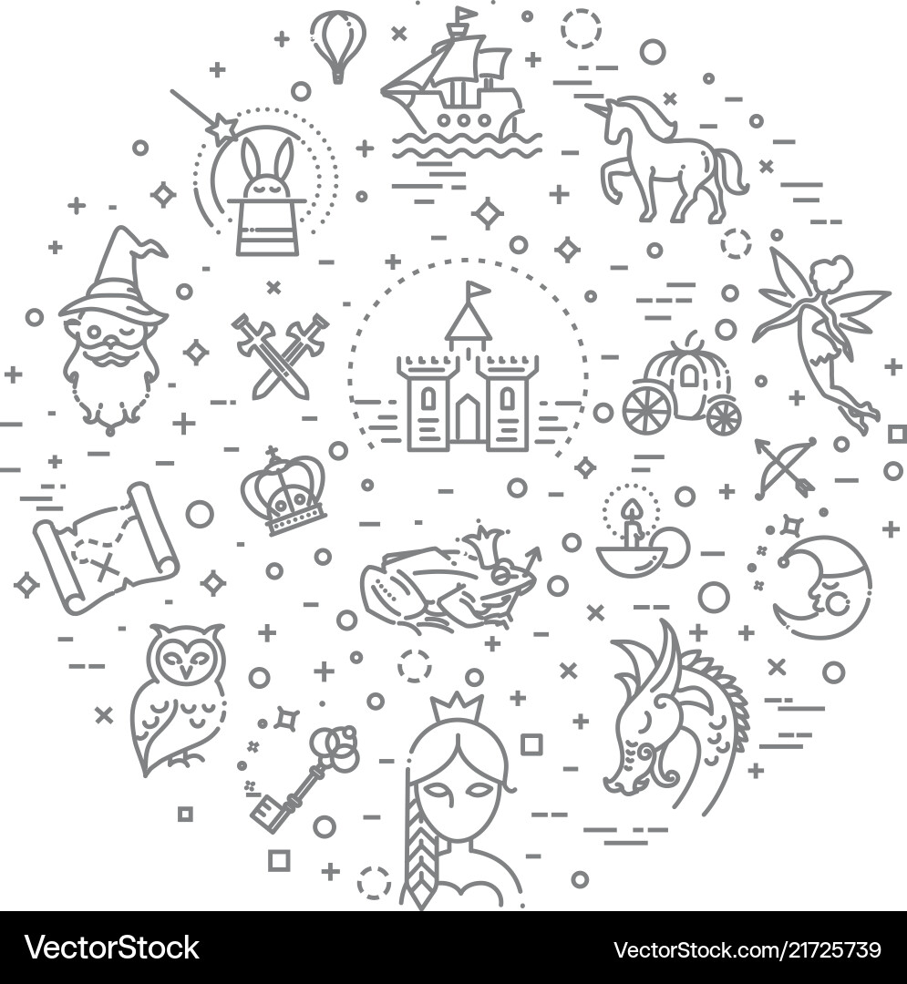 Simple set of fantasy related line icon Royalty Free Vector