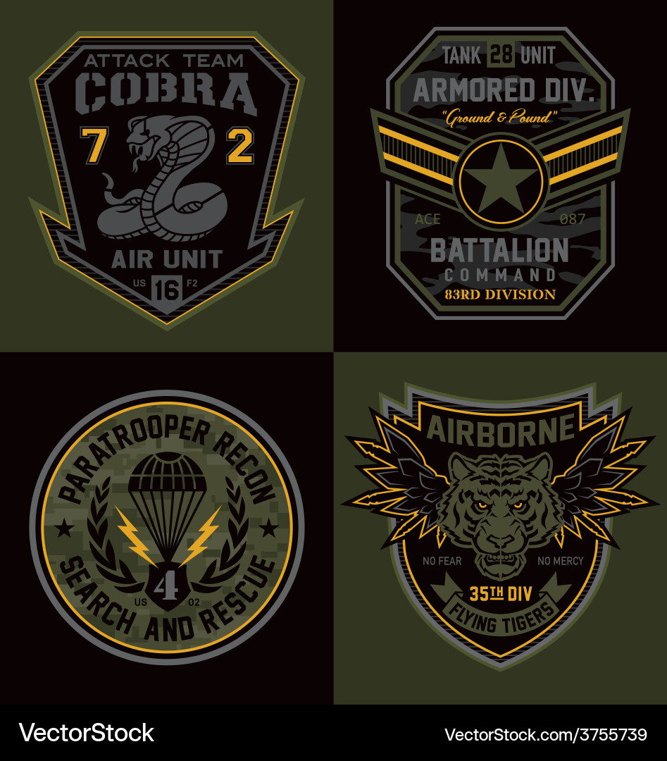 Special unit military emblems graphics Royalty Free Vector