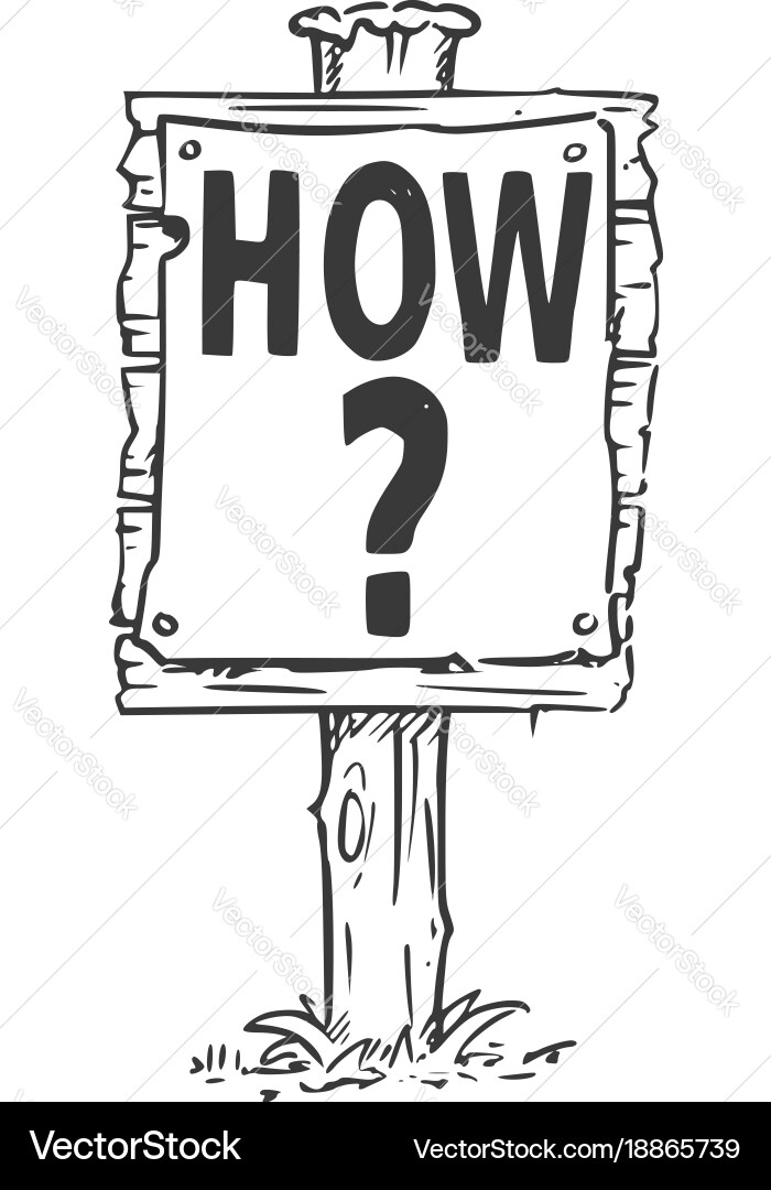Wooden sign board drawing with how text Royalty Free Vector