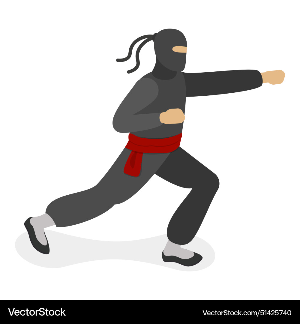 3d isometric flat set of ninja warriors Royalty Free Vector