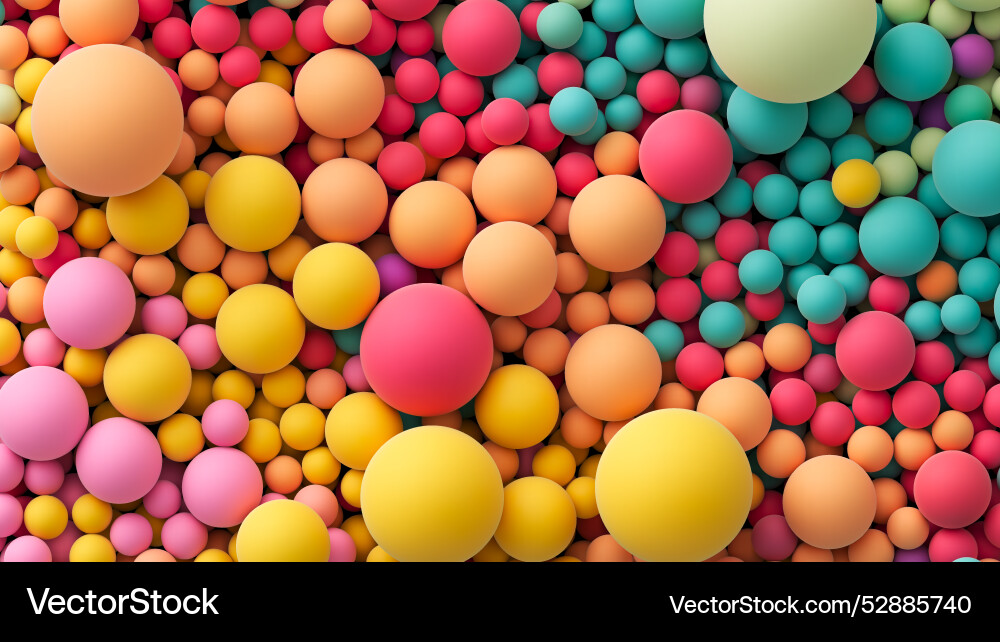 Colorful many soft bright balls in different sizes