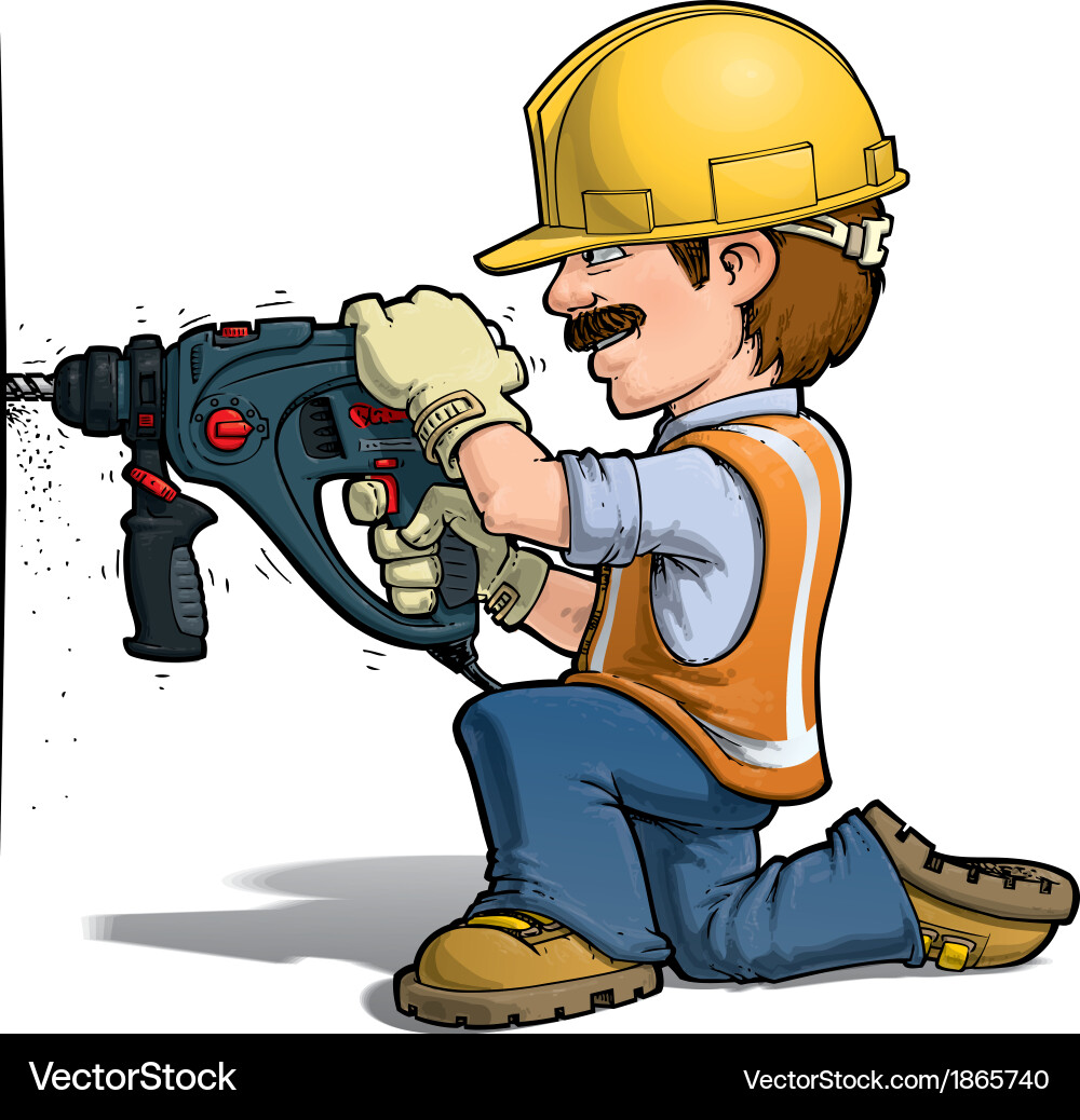 Construction workers drilling Royalty Free Vector Image