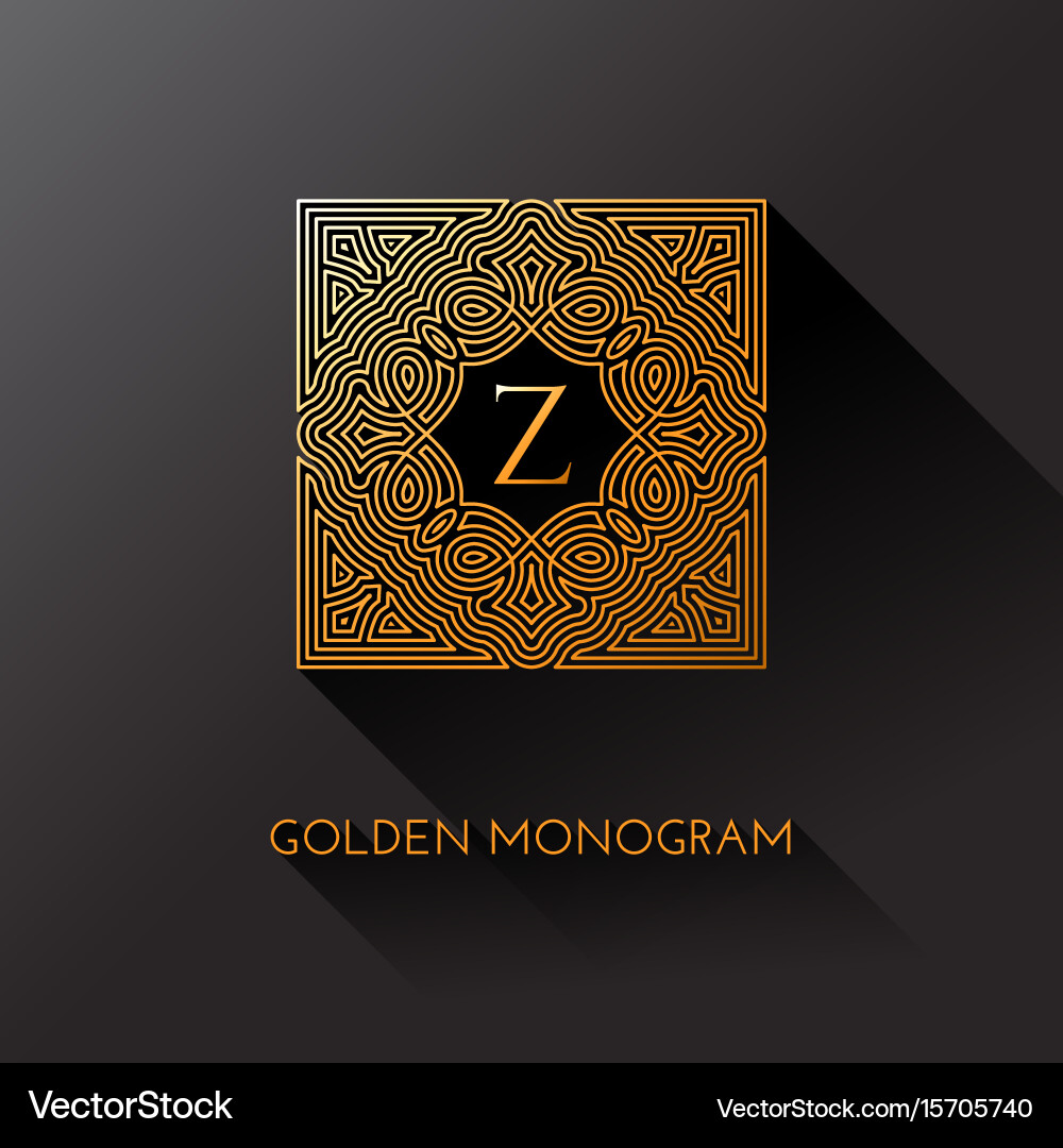 Elegant Golden Monogram Z Royalty Free Vector Image