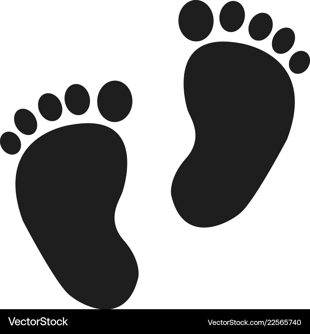 Footprints Icon - White on Transparent Background Vector Image