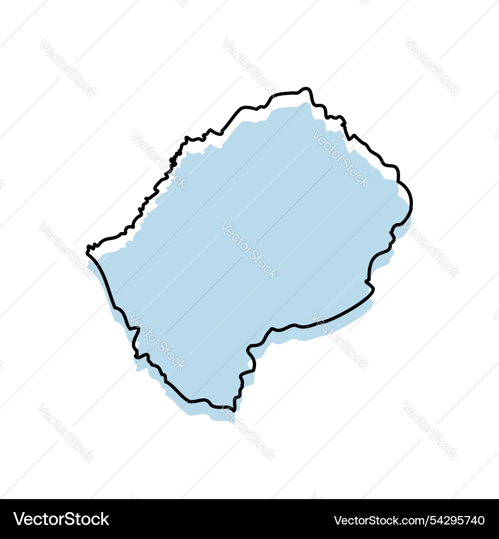 Lesotho map with body and outline isolated Vector Image
