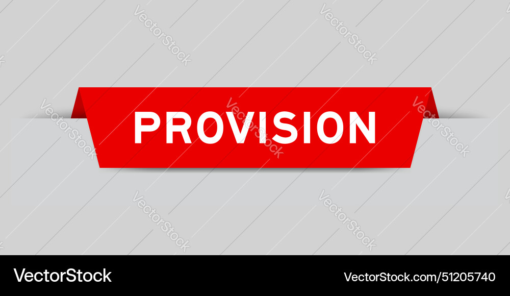 Red color inserted label with word provision Vector Image