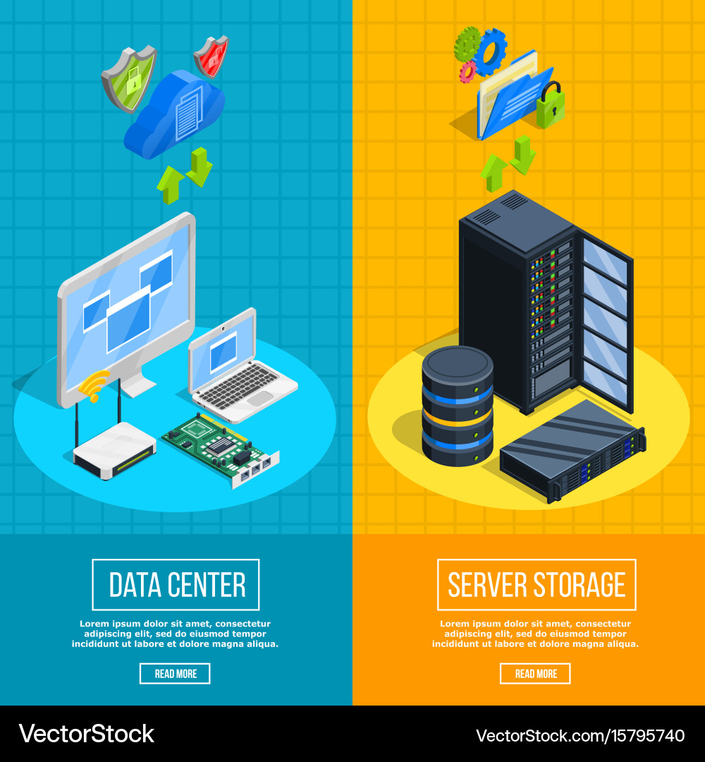 Server hardware vertical banners Royalty Free Vector Image