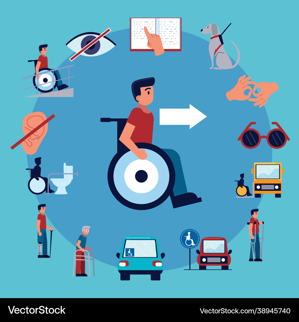 Set accessibility disabled people Royalty Free Vector Image