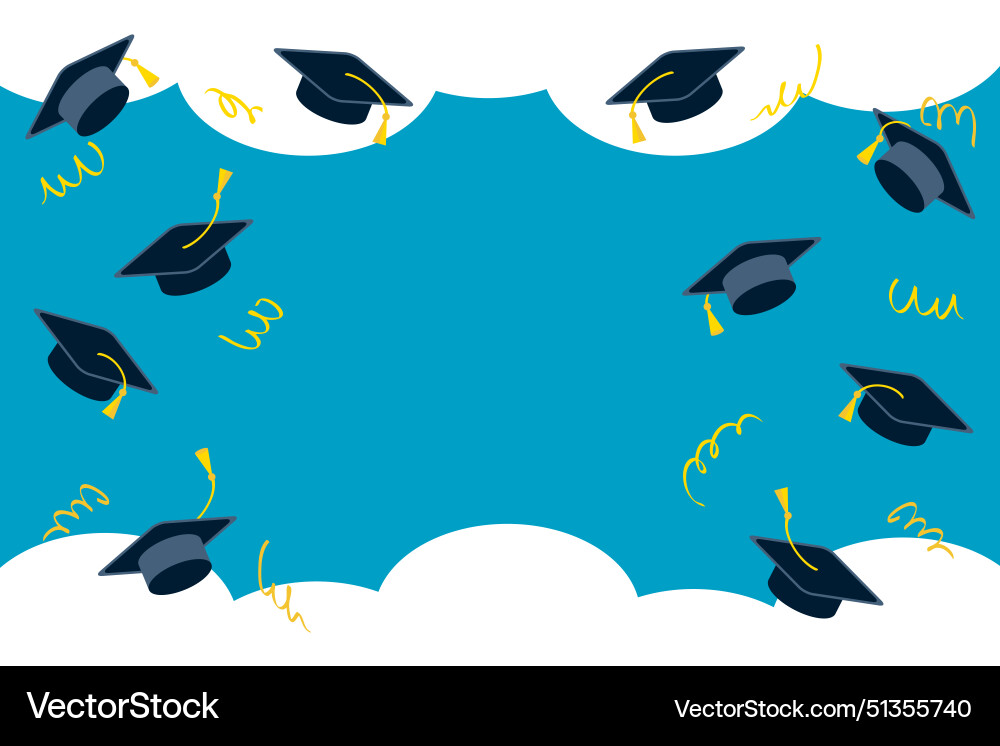 Tassel and cap on blue sky background graduation Vector Image