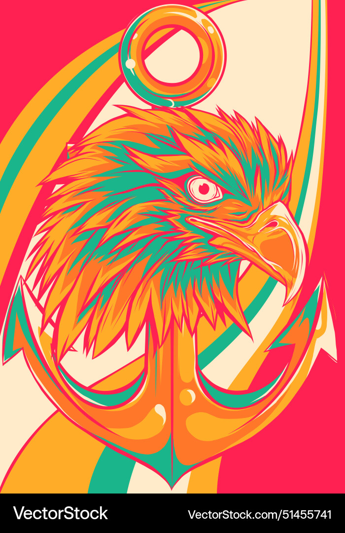 Eagle with anchor on white Royalty Free Vector Image