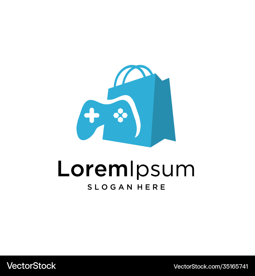 Gaming store logo game shop template design Vector Image