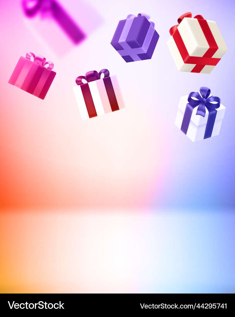Gift boxes falling on a floor 3d vertical Vector Image