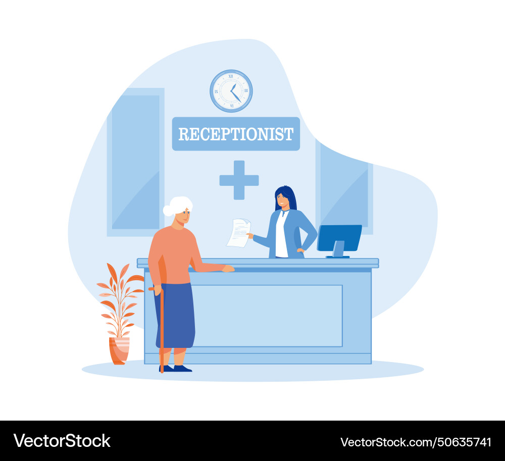 Hospital receptionist giving information Vector Image