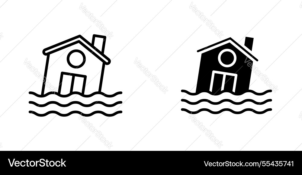 House flood icons thin line designs Royalty Free Vector