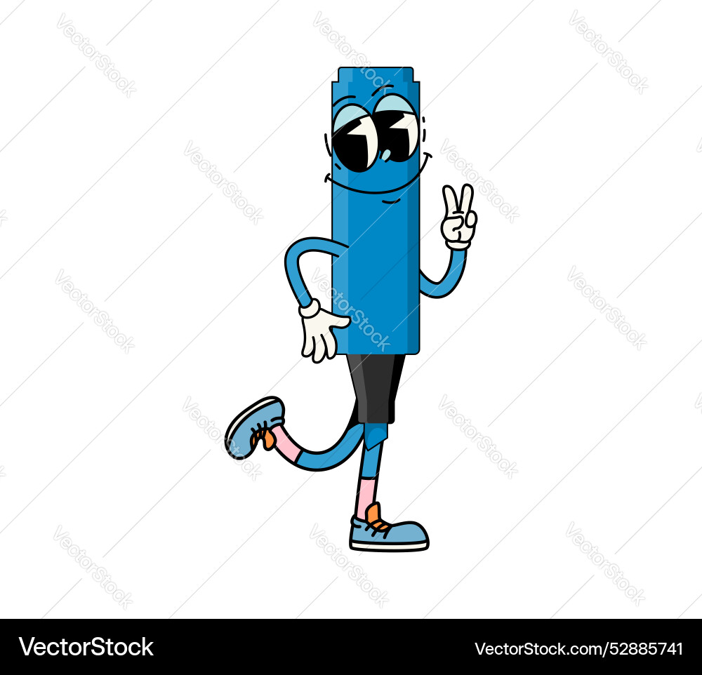 Retro School Marker Character Royalty Free Vector Image