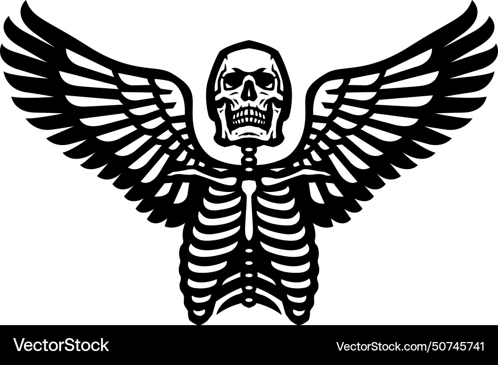 Skeleton with spread wings Royalty Free Vector Image