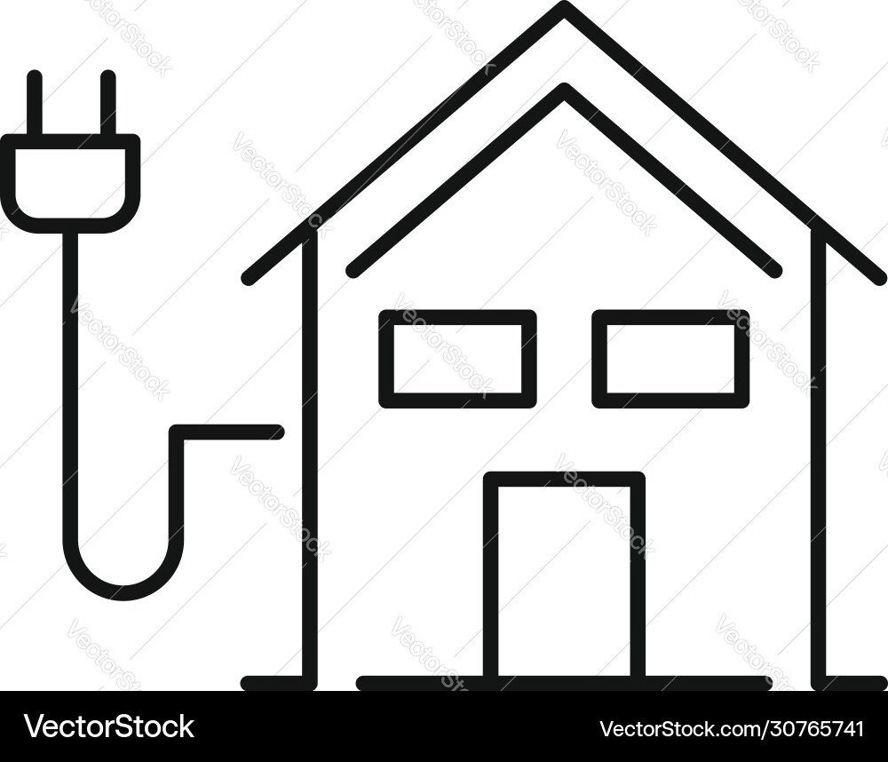 Smart house plug icon outline style Royalty Free Vector