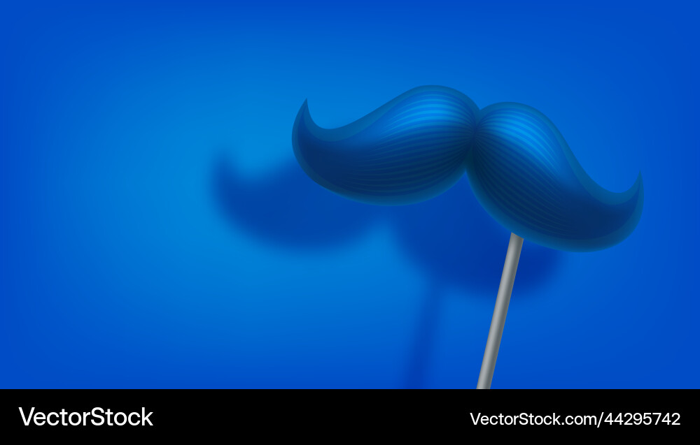 Blue moustache on a stick 3d Royalty Free Vector Image