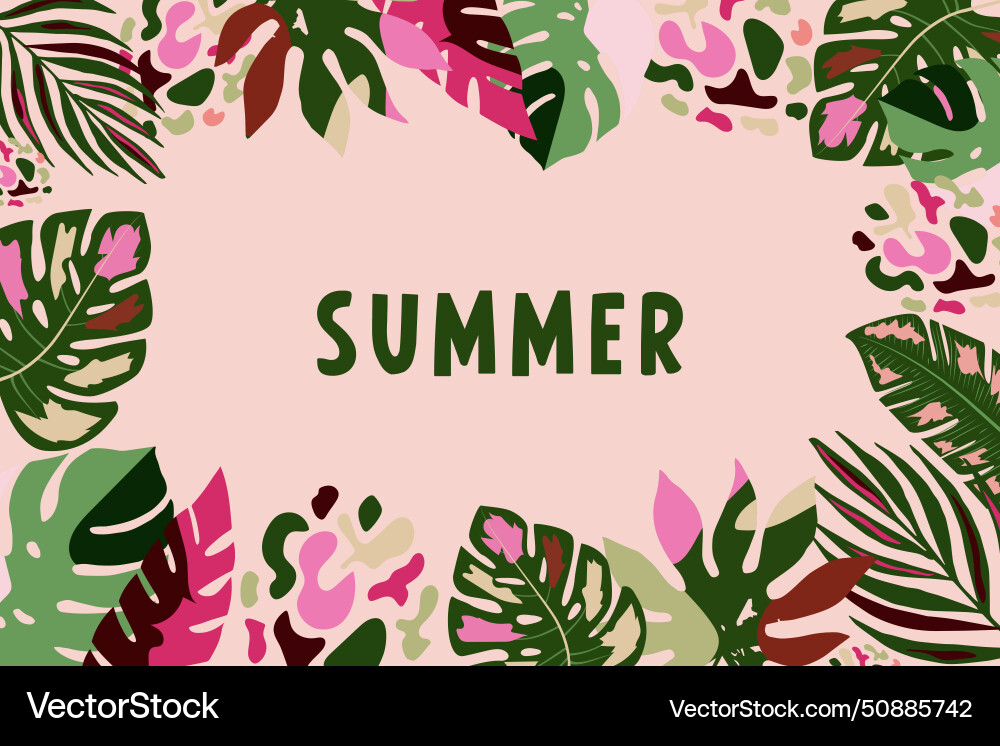 Bright creative tropical summer frame Royalty Free Vector