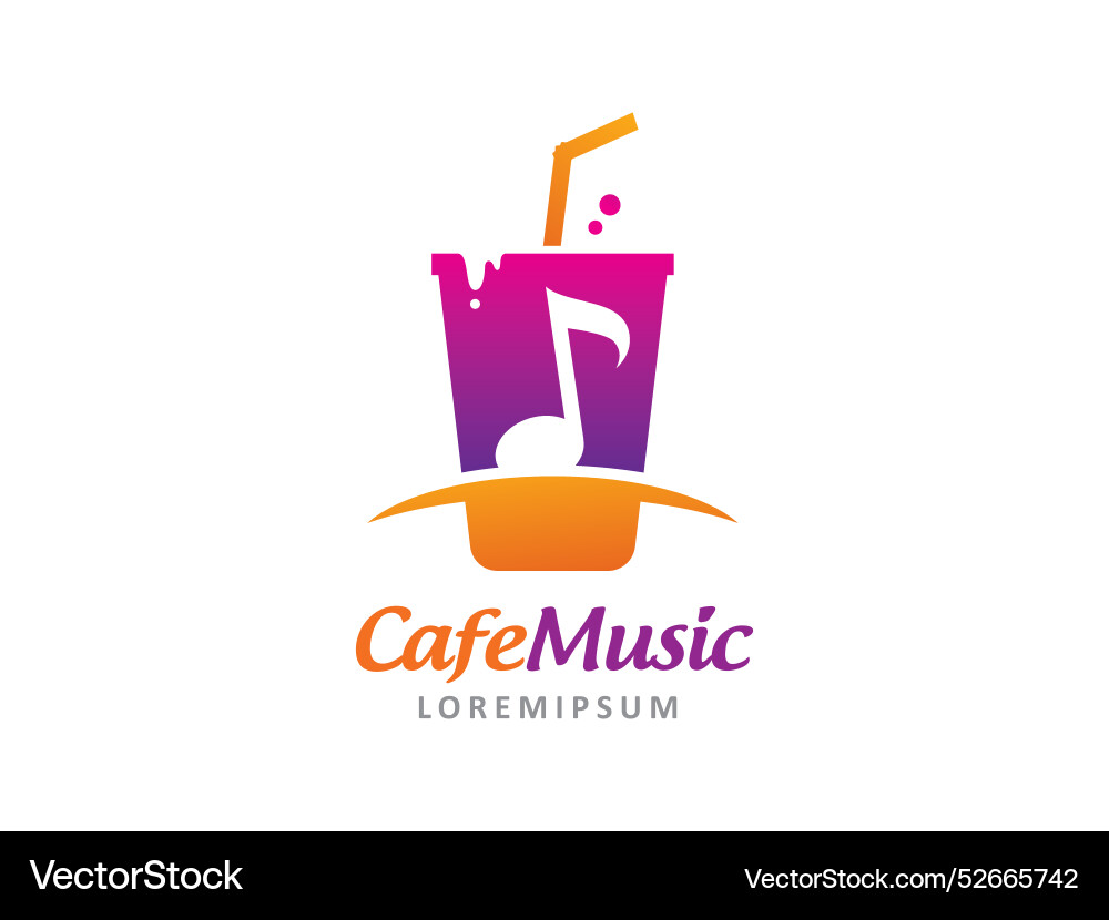 Cafe music logo symbol or icon template Royalty Free Vector
