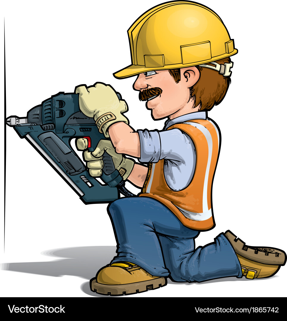 Construction workers nailling Royalty Free Vector Image