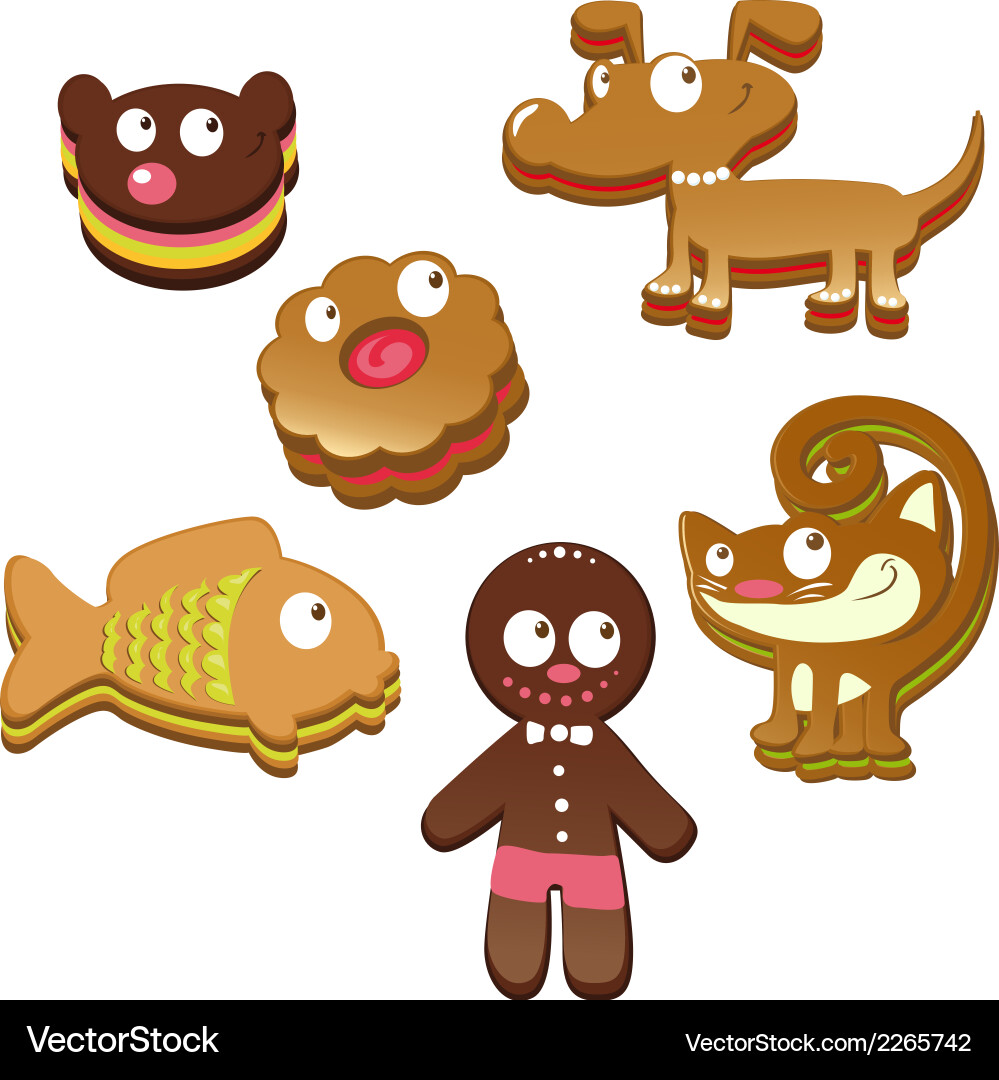 Cute christmas gingerbread cookies isolated Vector Image