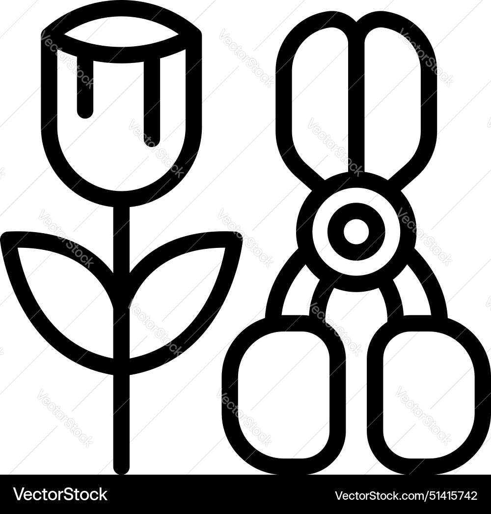 Gardening icon with flower and pruning shears Vector Image