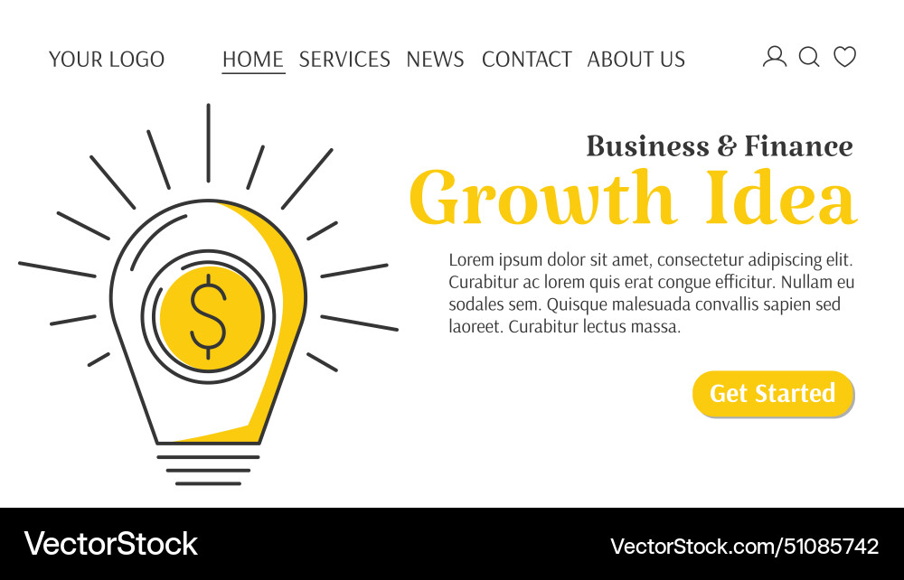 Light bulb with dollar sign insightful growth Vector Image