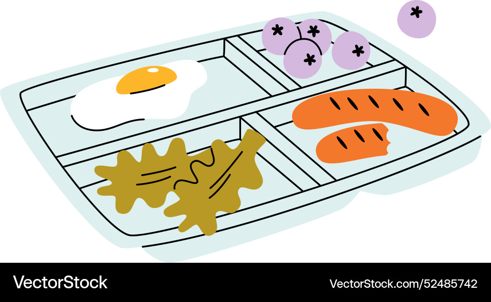 Lunch tray with food Royalty Free Vector Image