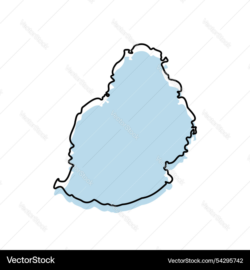 Mauritius map with body and outline isolated Vector Image
