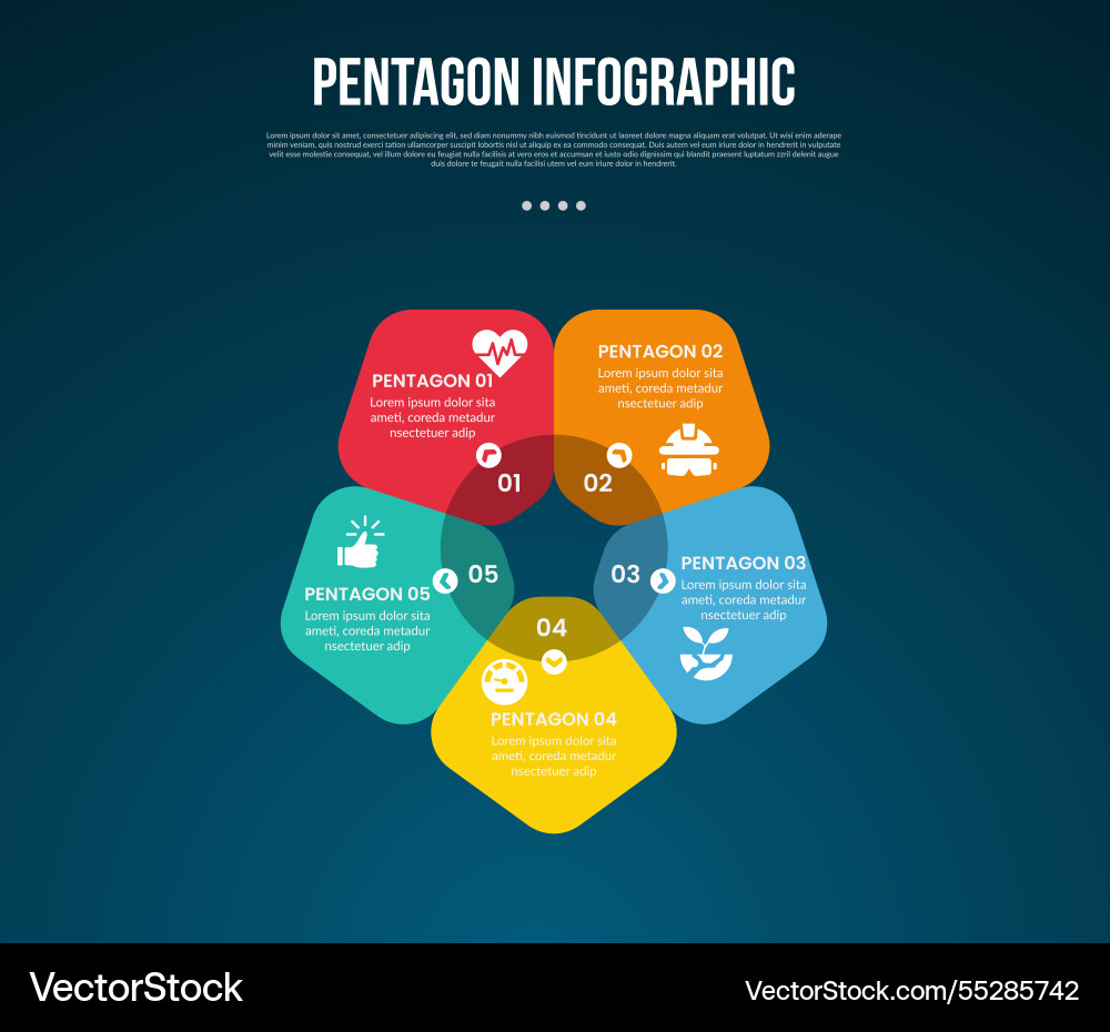 Pentagon base shape template infographic Vector Image
