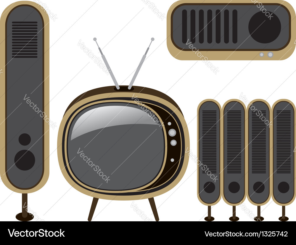 Retro tv and loudspeaker Royalty Free Vector Image