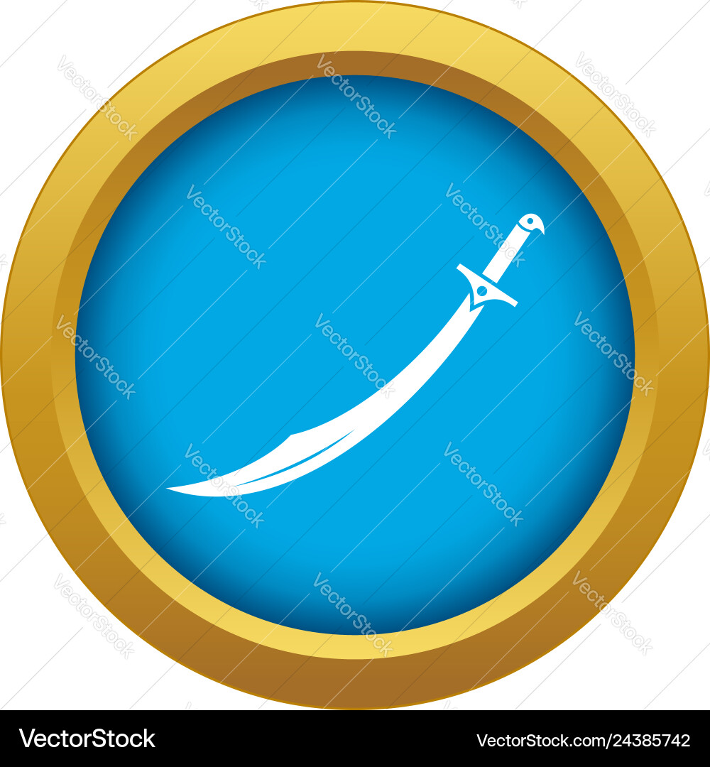 Scimitar sword icon blue isolated Royalty Free Vector Image