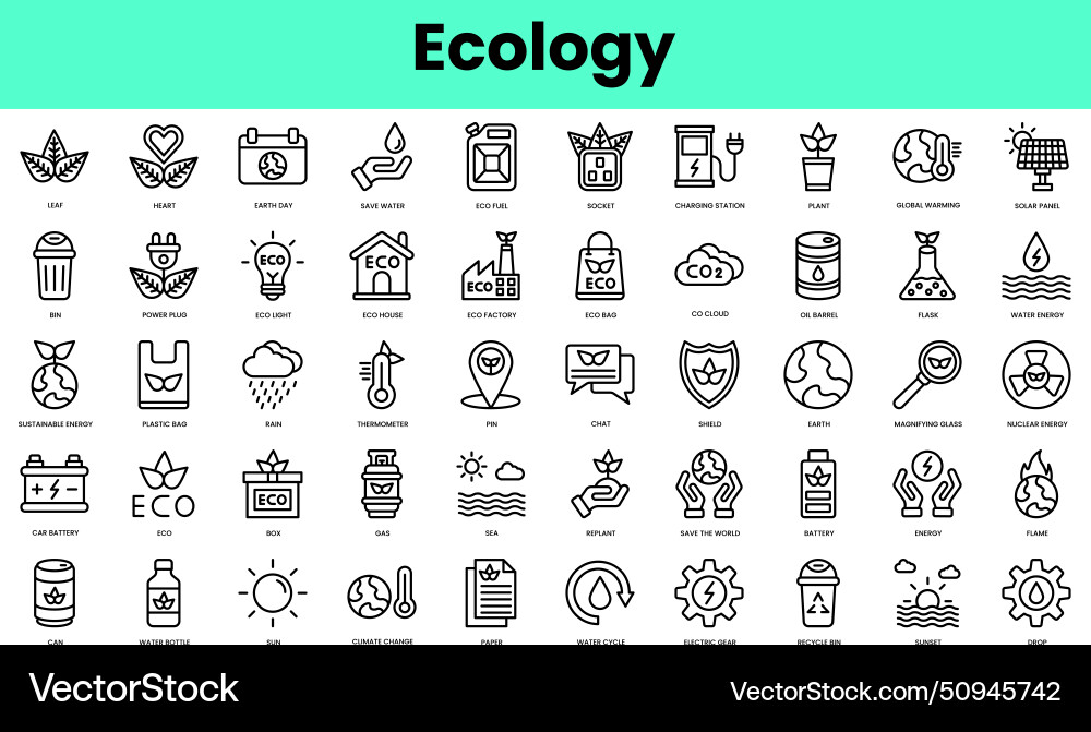 Set of ecology icons linear style icon bundle Vector Image