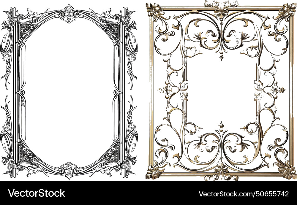 Square decorative frame with art nouveau ornament Vector Image