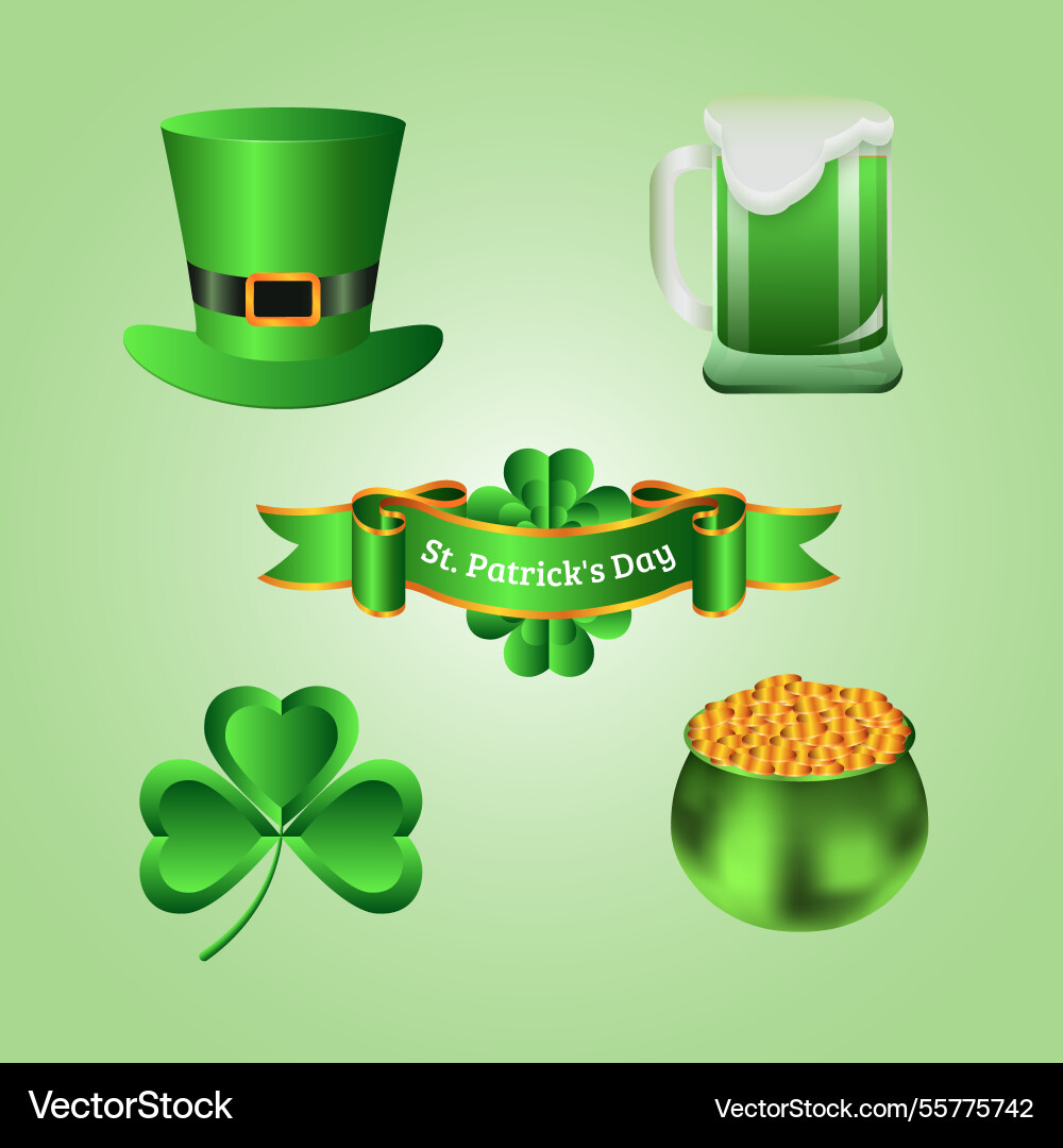 St patricks day element collection Royalty Free Vector Image