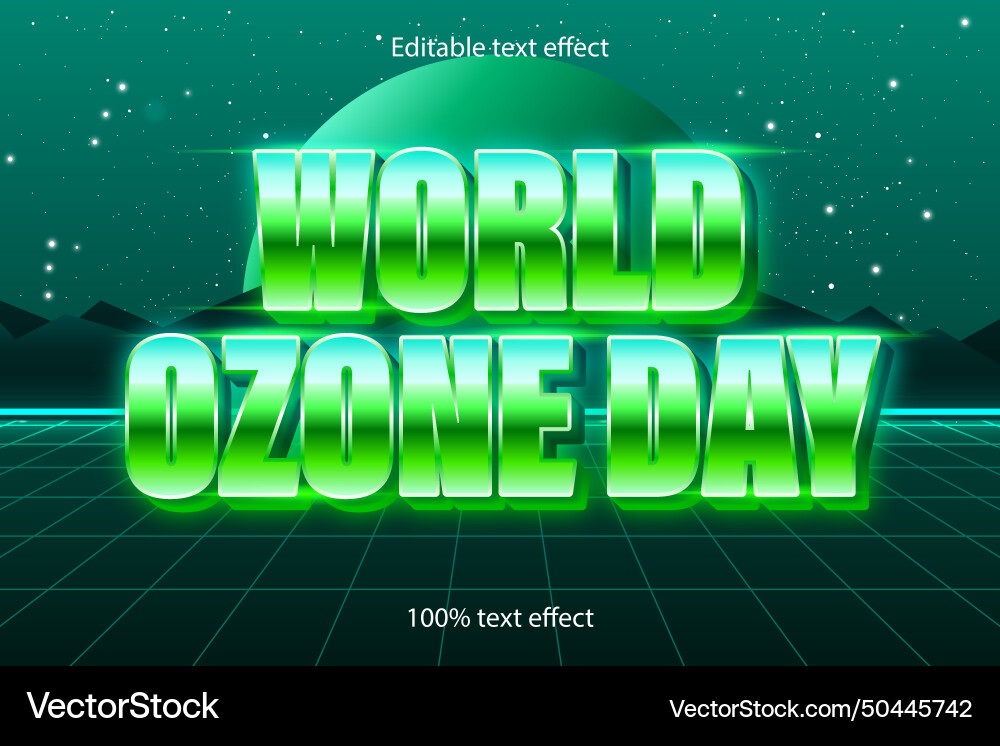 World ozone day editable text effect retro style Vector Image