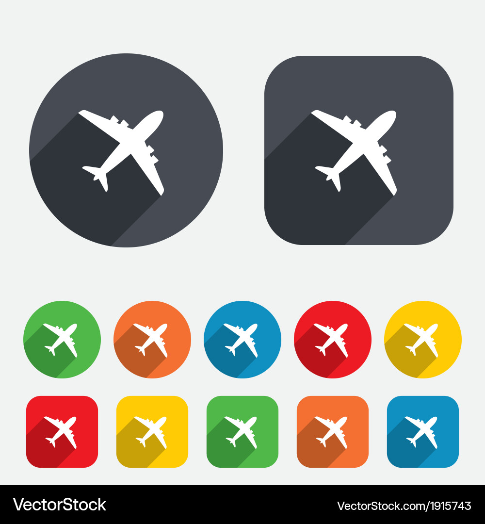 Airplane Icon Set - Flight Symbols Royalty Free Vector Image