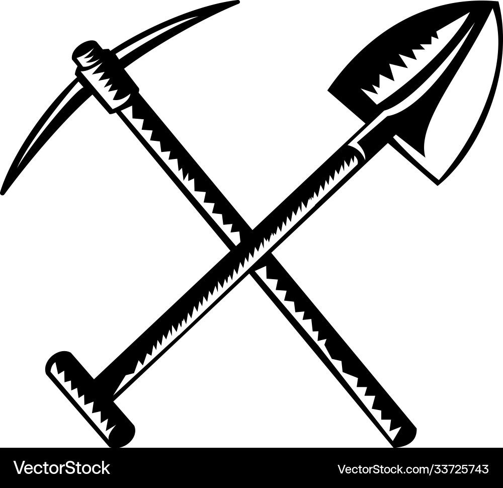 Crossed spade or shovel and mining pick ax Vector Image
