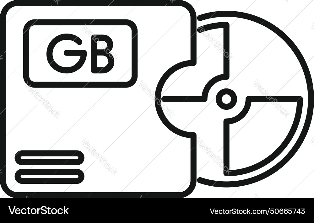 Disk gb focus solid icon outline cloud Royalty Free Vector