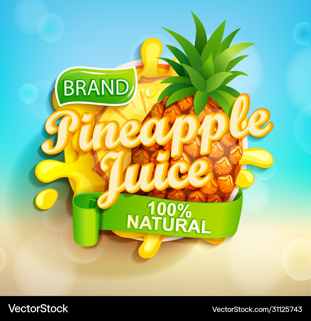 Fresh pineapple juice label Royalty Free Vector Image