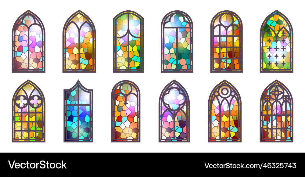 Gothic Stained Glass Windows Royalty Free Vector Image
