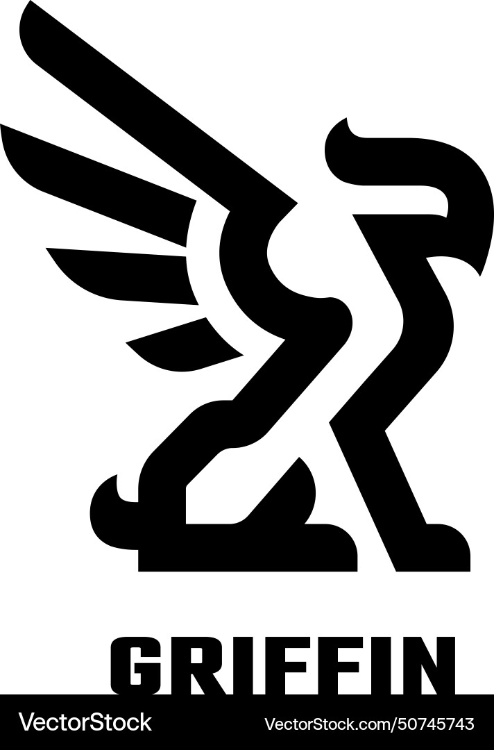 Griffin with spread wings logo symbol Royalty Free Vector