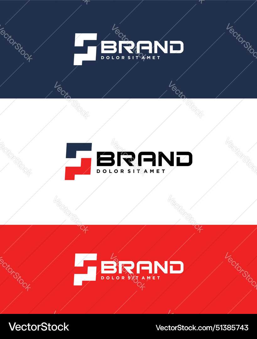 Letter p s logo square box design template Vector Image