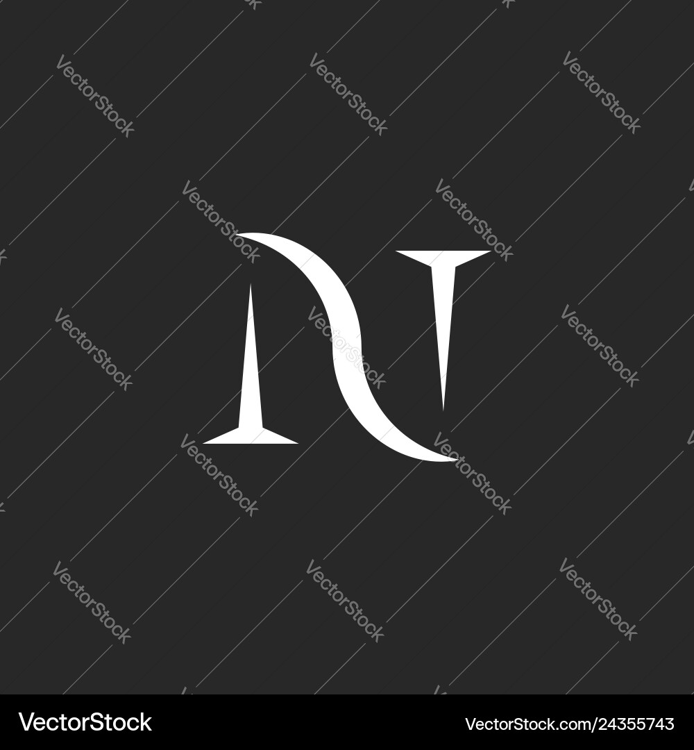 Monogram initial letter n logo creative old Vector Image