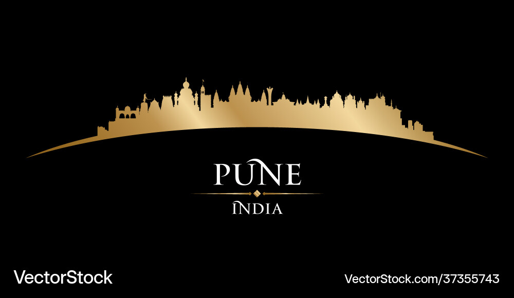 Pune india city silhouette black background Vector Image