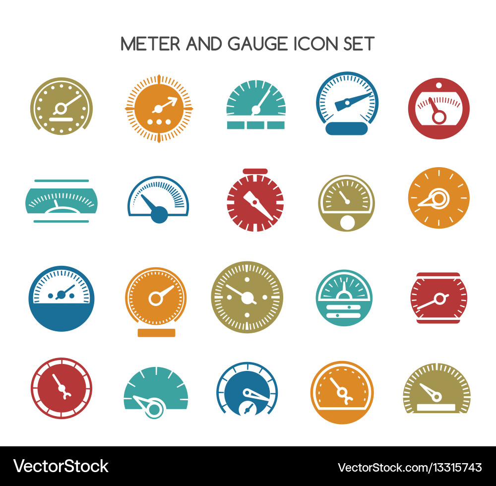 Speed gauge icons circular barometer Royalty Free Vector