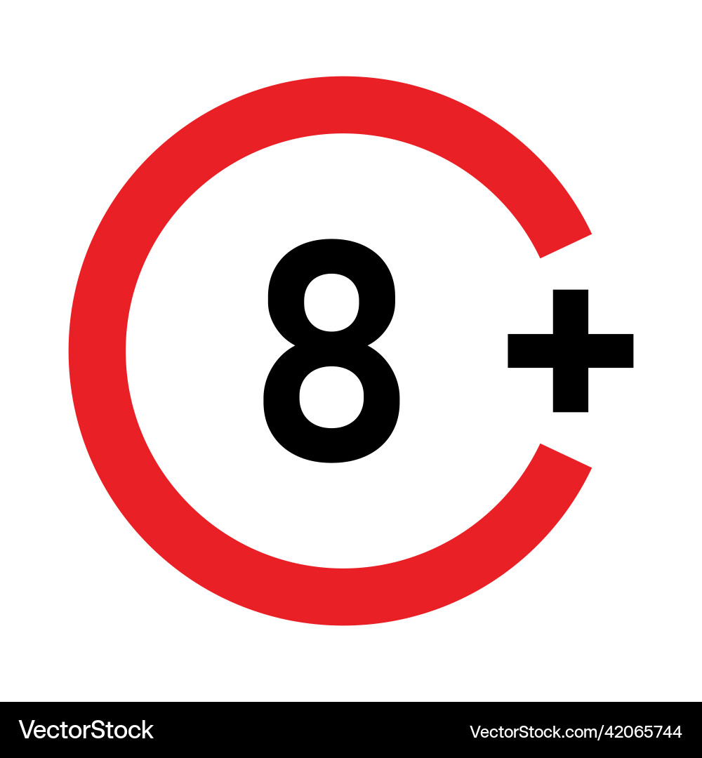 8 plus sign age restrictions Royalty Free Vector Image